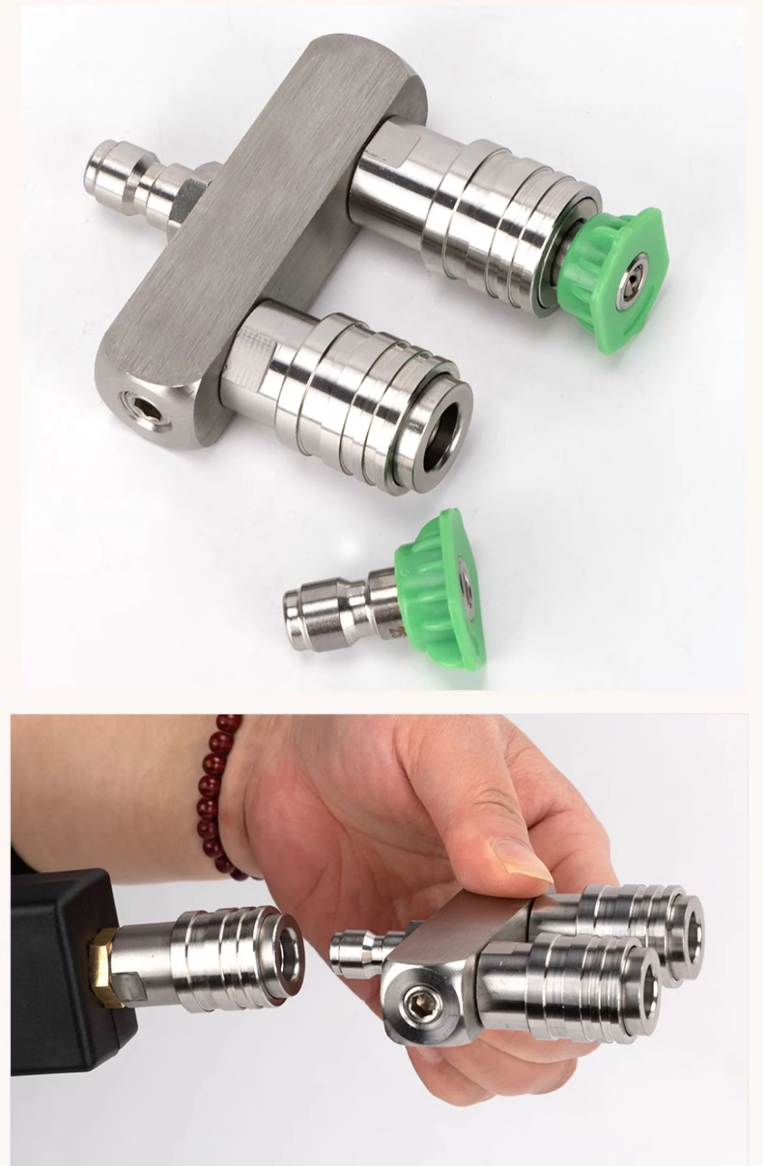 SS High Pressure Car Washer Joint Connector 2-In-1 Dual Pressure Washer ...
