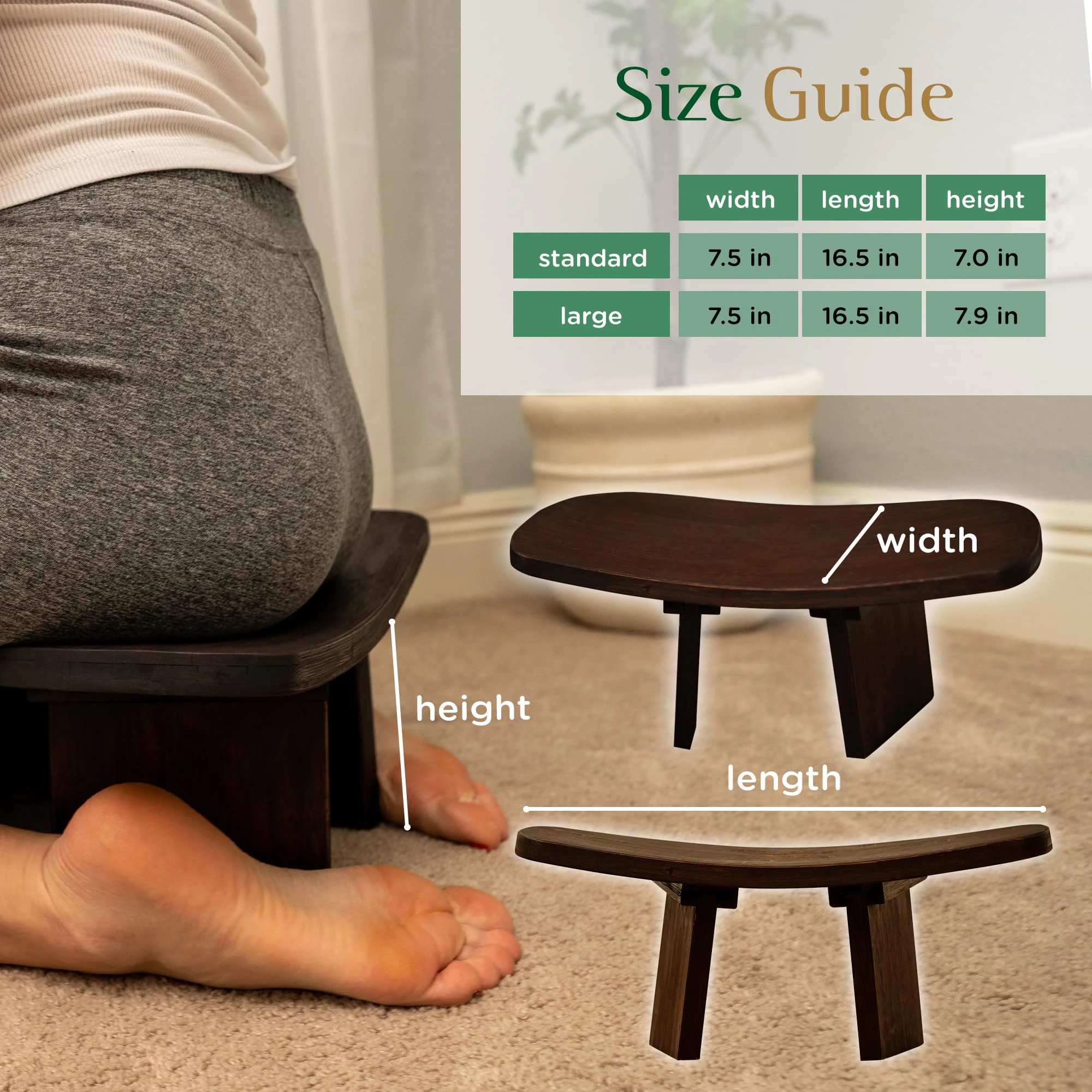 Foldable Ergonomic Bamboo Kneeling Stool Perfect Seiza Bench Meditation ...