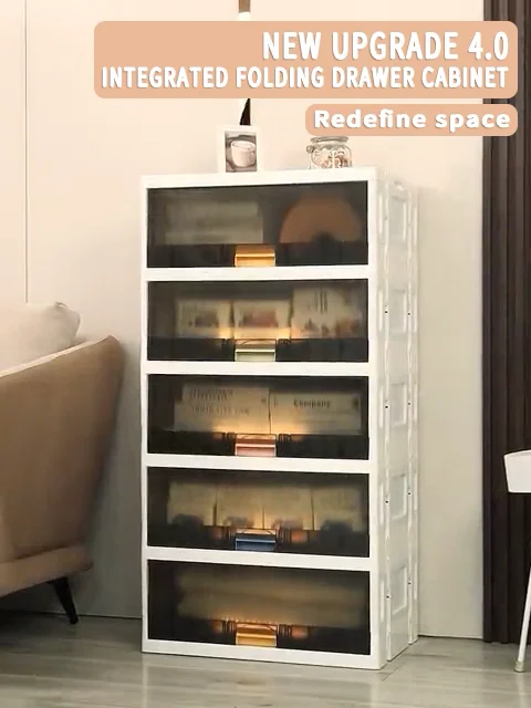 Haixin Plastic Foldable Drawer Storage Cabinet With 5 Drawers Tall ...