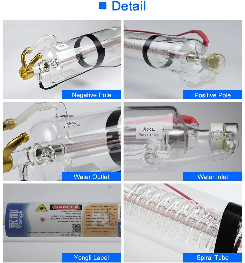 R7 130w 1650mm Co2 Glass Tube Yongli 130w R7 Co2 Glass Tube - Buy R7 ...