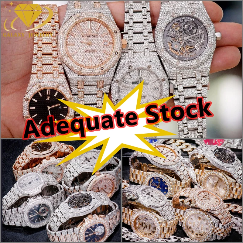 Luxury Stainless Steel Iced Out Moissanite Diamond Watch
