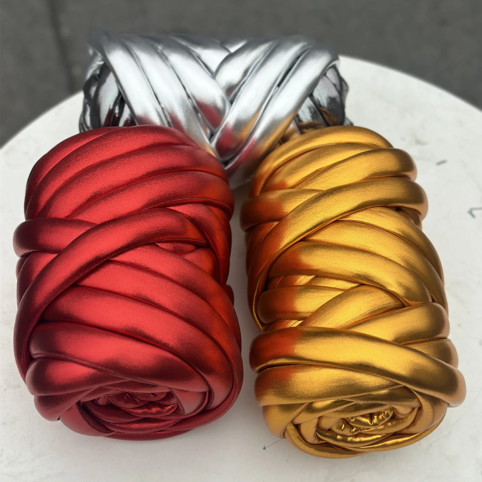 2025 Bojay New Super Soft Jumbo 250g Metallic Glossy Leather Tube Yarn ...
