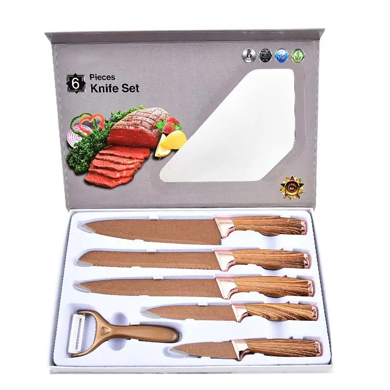 6 Piece Kitchen Knife Set Stainless Steel Kitchen Knives with Design ...