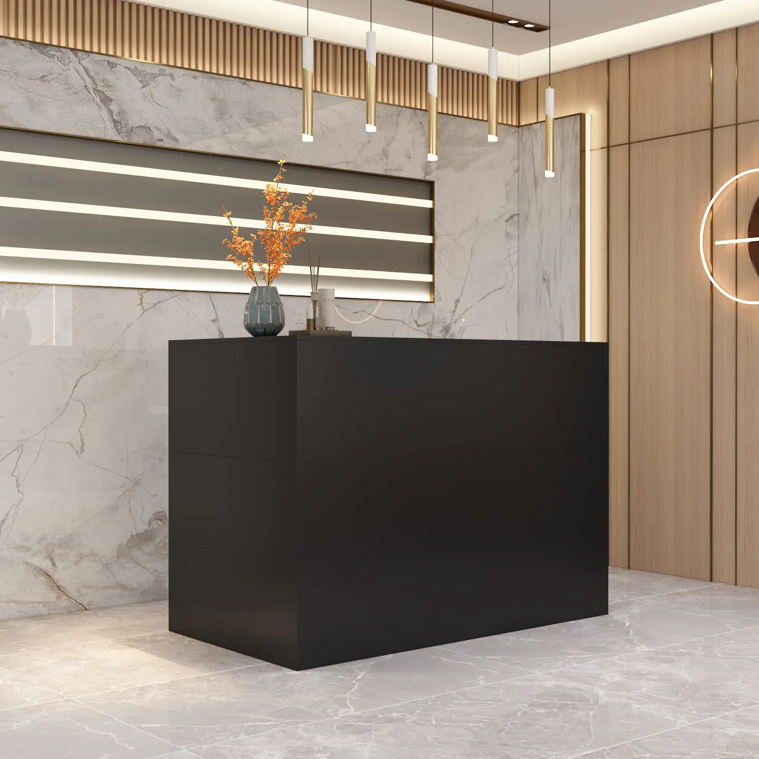 Reception Room Checkout Office Private Workstation L-shaped Reception ...