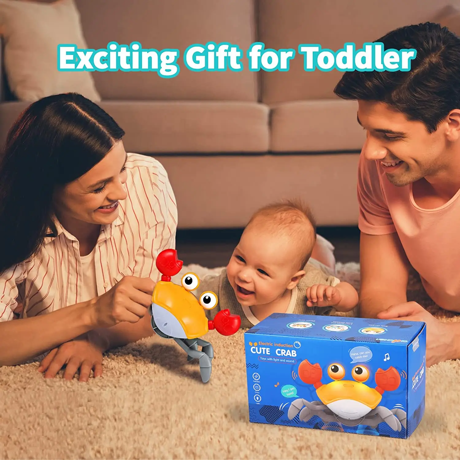 Electronic Pet Crab Crawling Toy For Kids Interactive Toddler Toy With ...