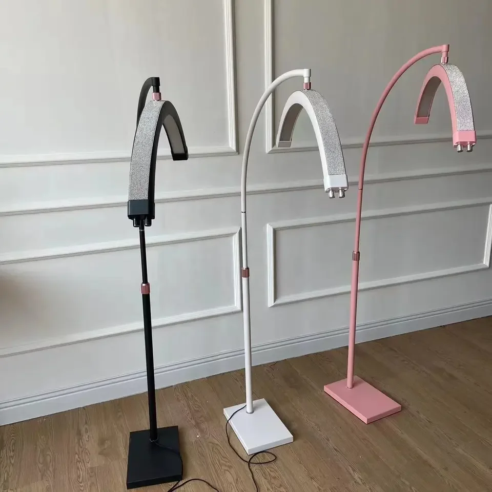 28 Inch U-shape Lash Light Ring Floor Lamp With Rhinestones ...