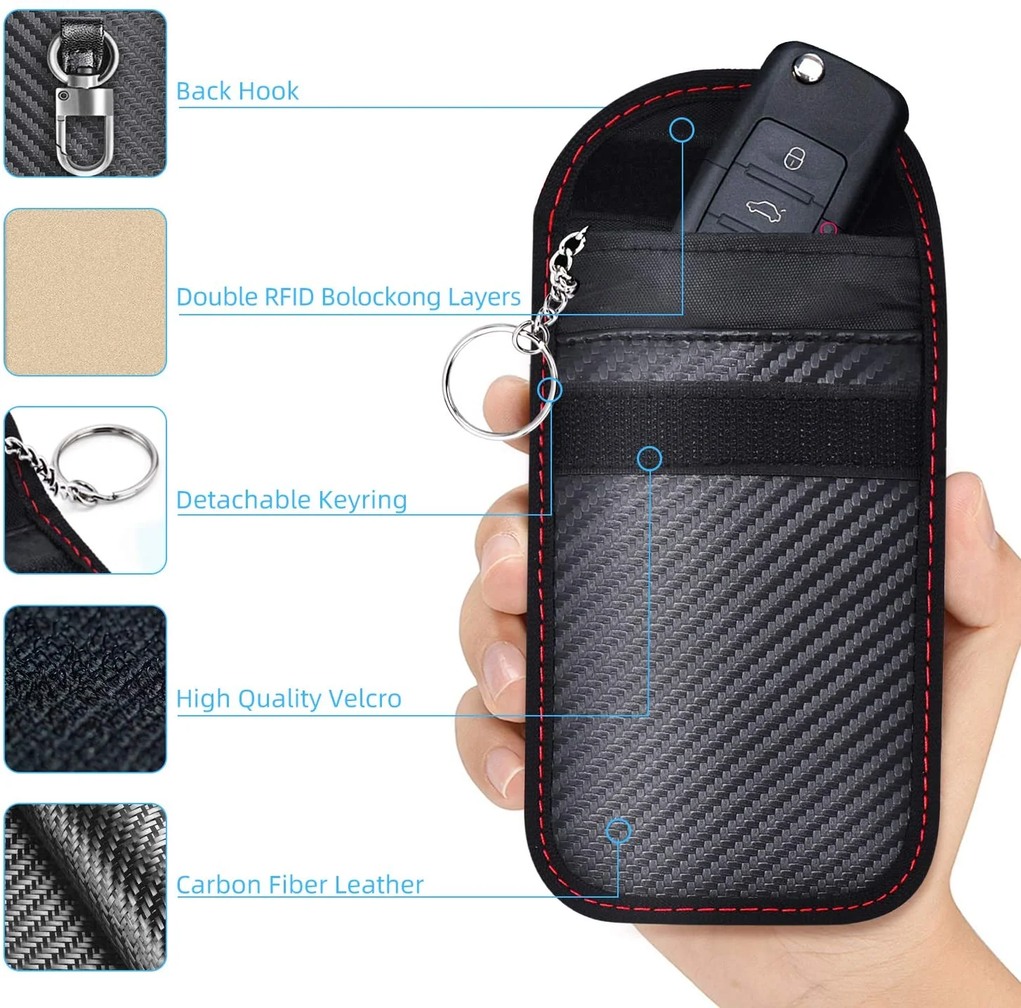 Waterproof Carbon Fiber Texture Rfid Key Fob Protector Pouch,Anti-theft ...