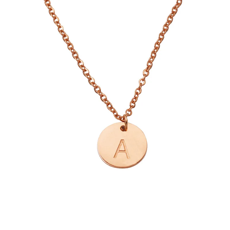 Rose Gold Gold Necklace With Letter A Pendant 14K Rose Gold Plated ...