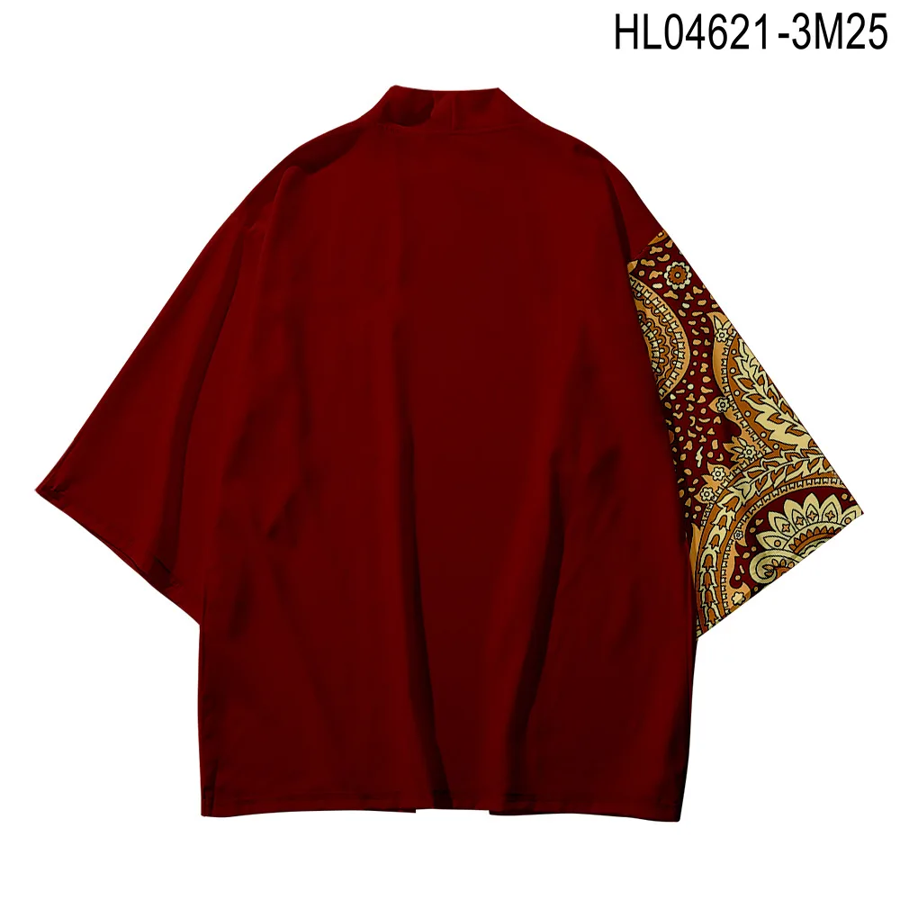 Japanese Samurai Cardigan Patchwork Waves Print Oversized Haori Women ...