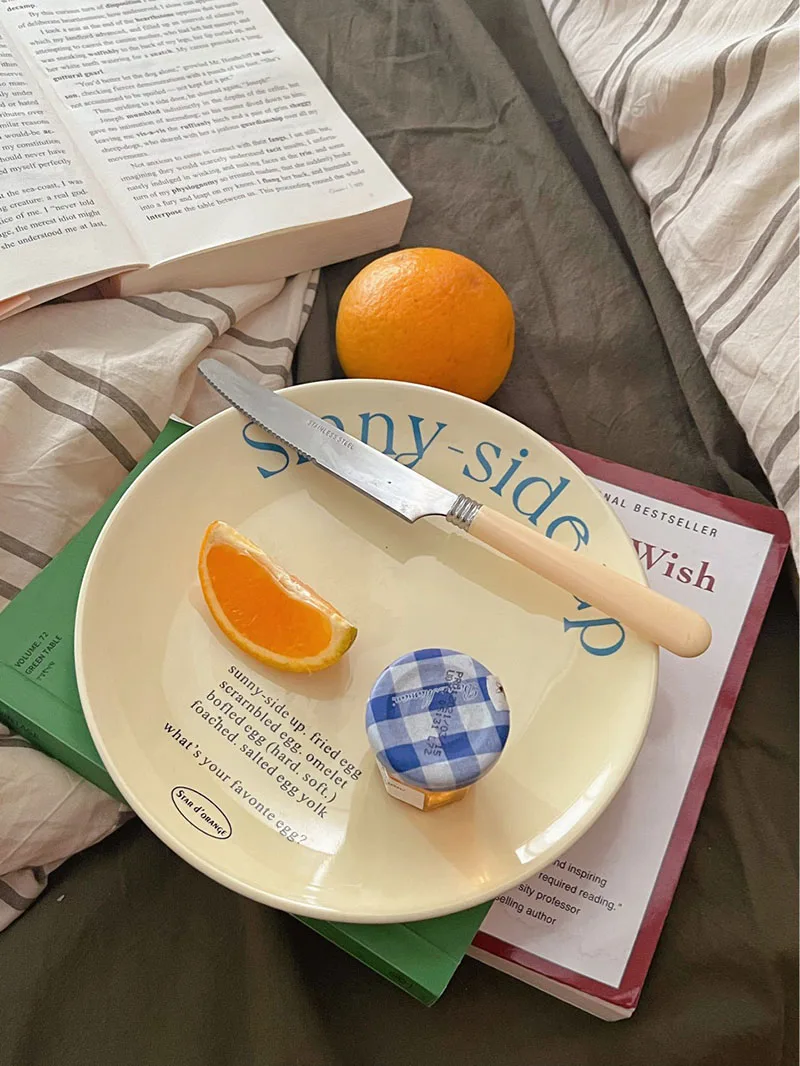 Solhui Ins Cream Korea Alphabet Ceramic Dessert Plate French Retro ...