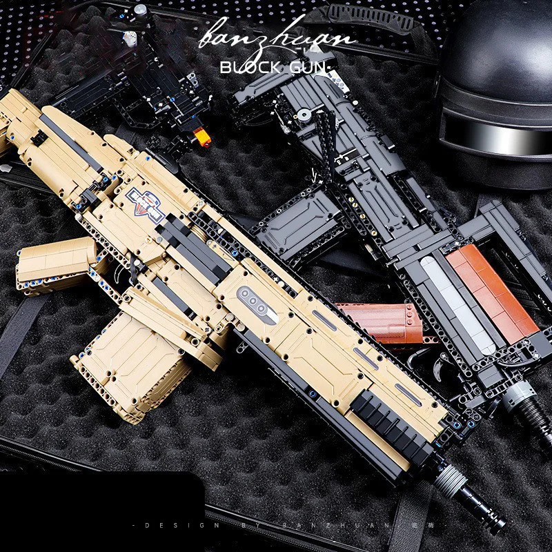 Legoing Army WW2 Weapon Electric SCAR Sniper Rifle Model Gun Shooting ...