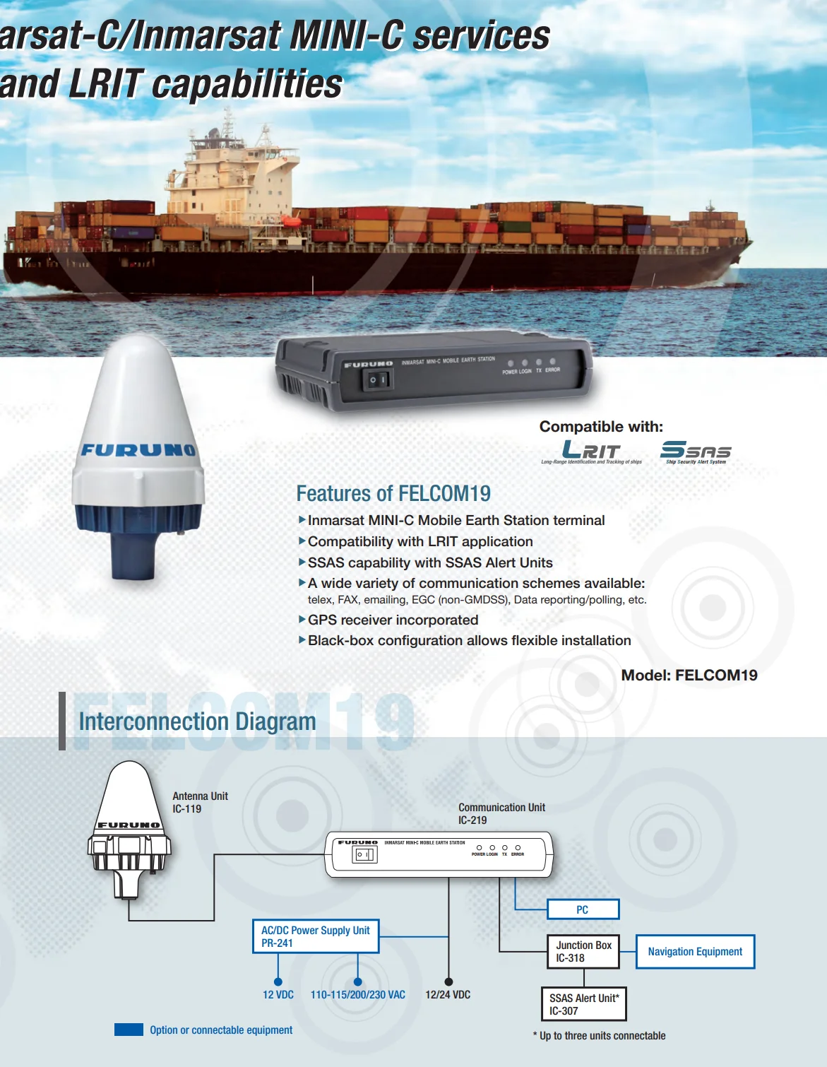 Furuno Felcom-18 Felcom-19 Marine Electronics for IMO SSAS LRIT Inmarsat-c