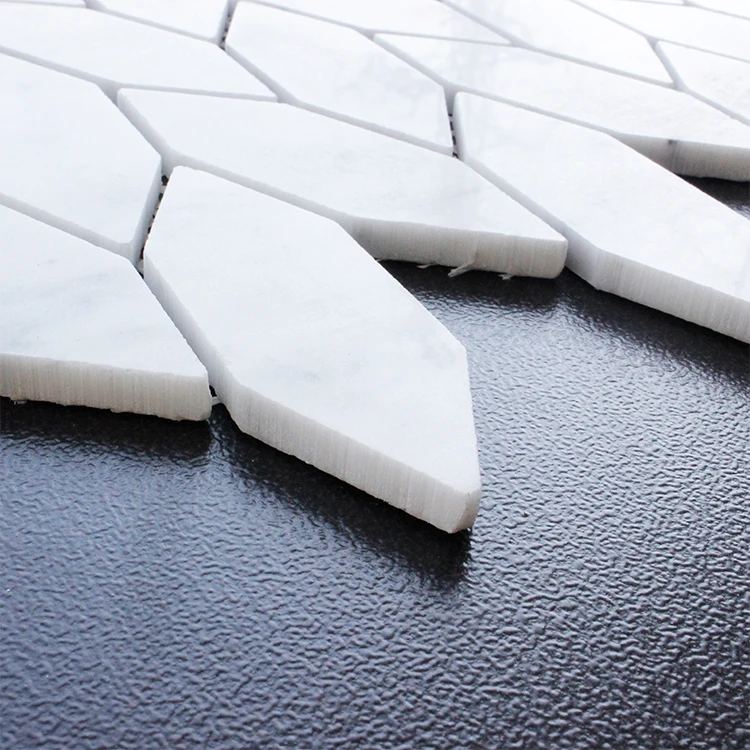 Bianco Carrara Marble Leaf Shape Mosaic Tile Bathroom Floor Tiles ...