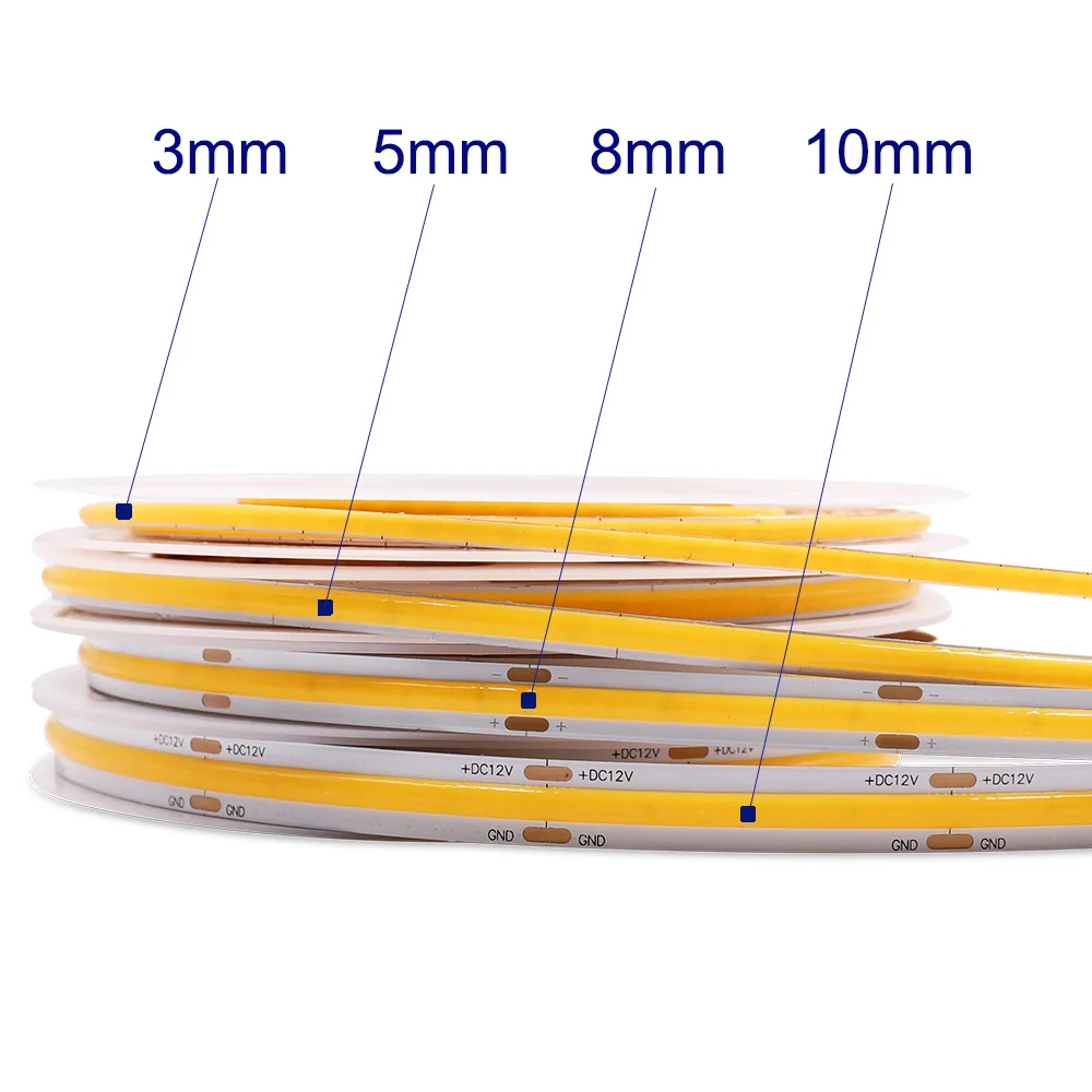 3000K Dimmable 12V 24V Ultra Bright Warm White COB Light Strip Kit ...