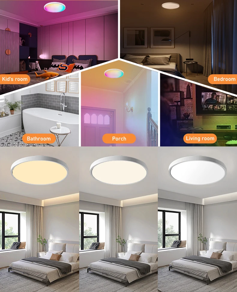 Modern Smart Ceiling Lights Colorful RGB Remote Control APP Home Smart ...