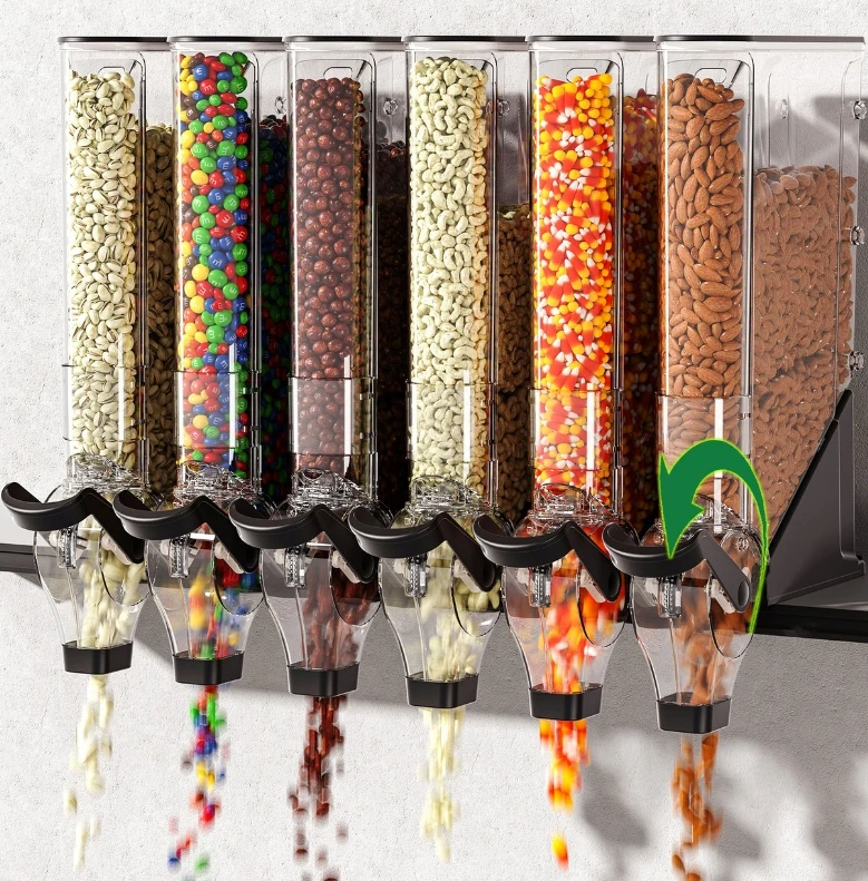 Wall-Mounted Gravity Bin Food Dispenser for Cereal, Candy, Nuts ...