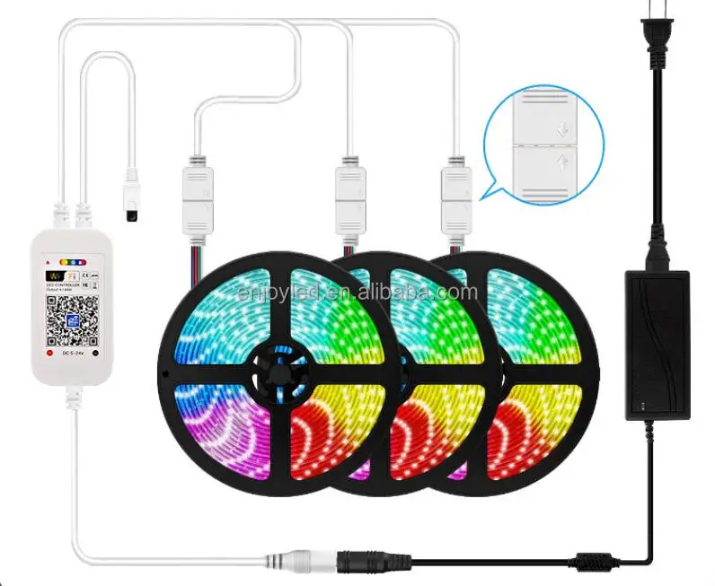 12v Flexible Rgb Smart Led Strip Kit Music Sync App Remote Control Usb ...