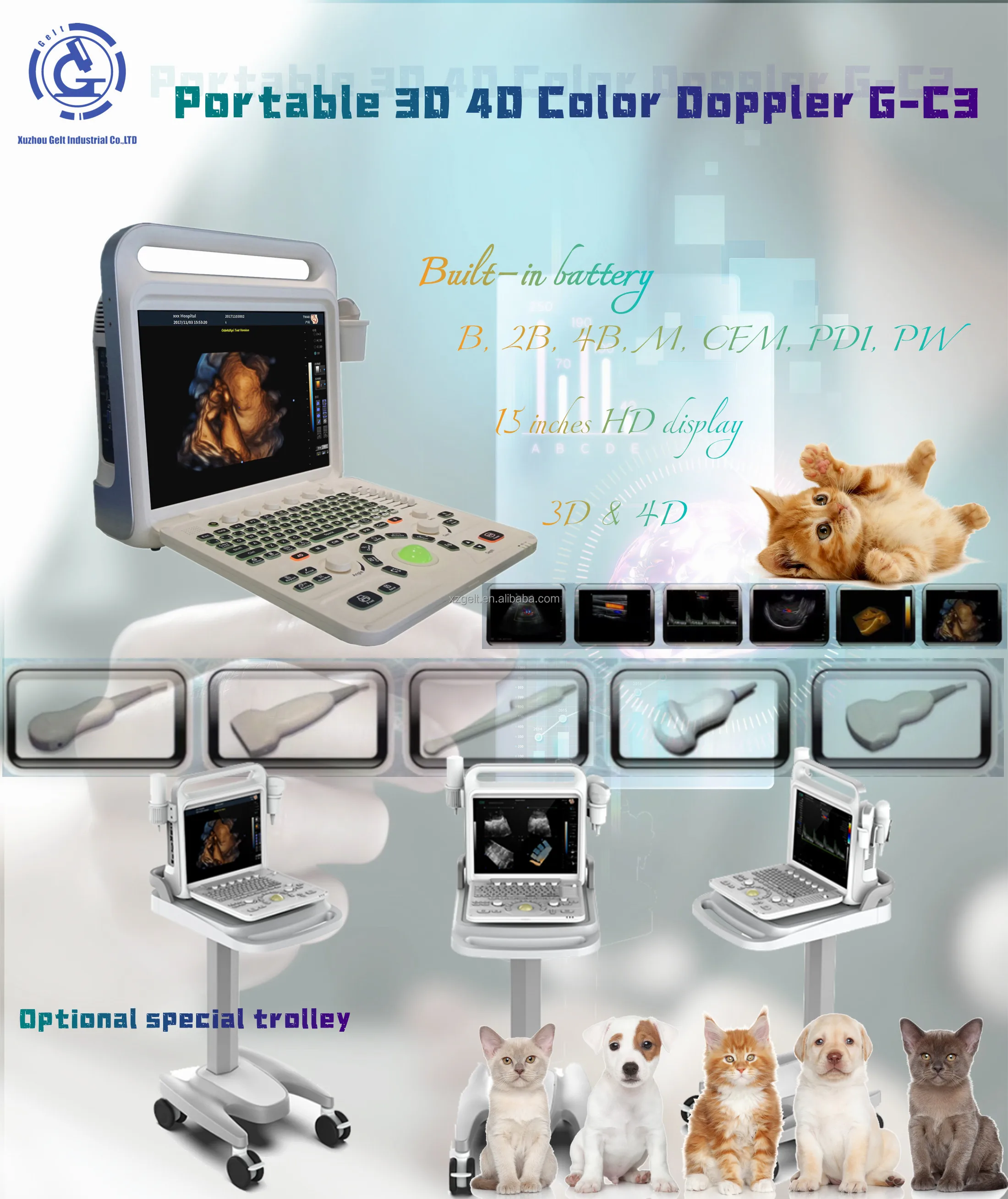 4d Continuous Doppler Pw Phased Array Convex Probe 4d Color Doppler ...