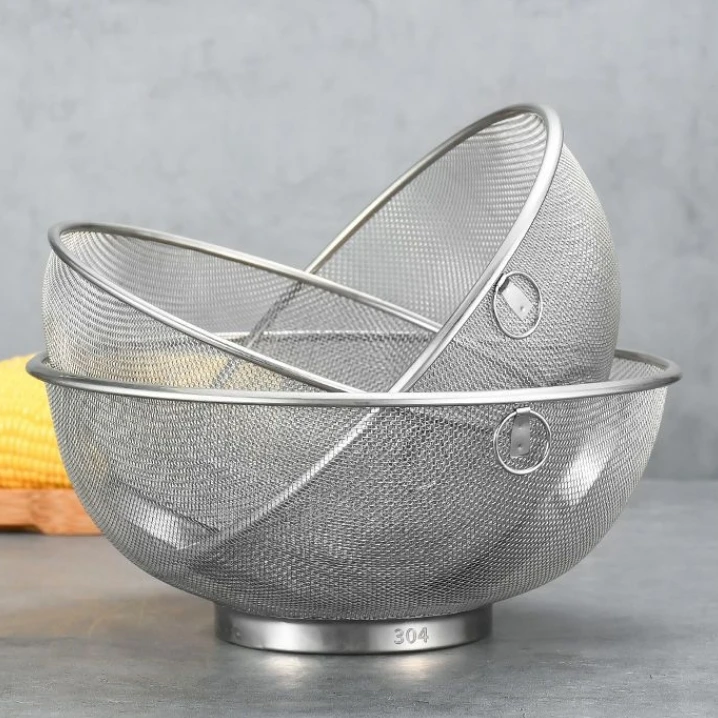 304 Stainless Steel Colander Pot Drainer Cooking Sifter Strainer Metal ...