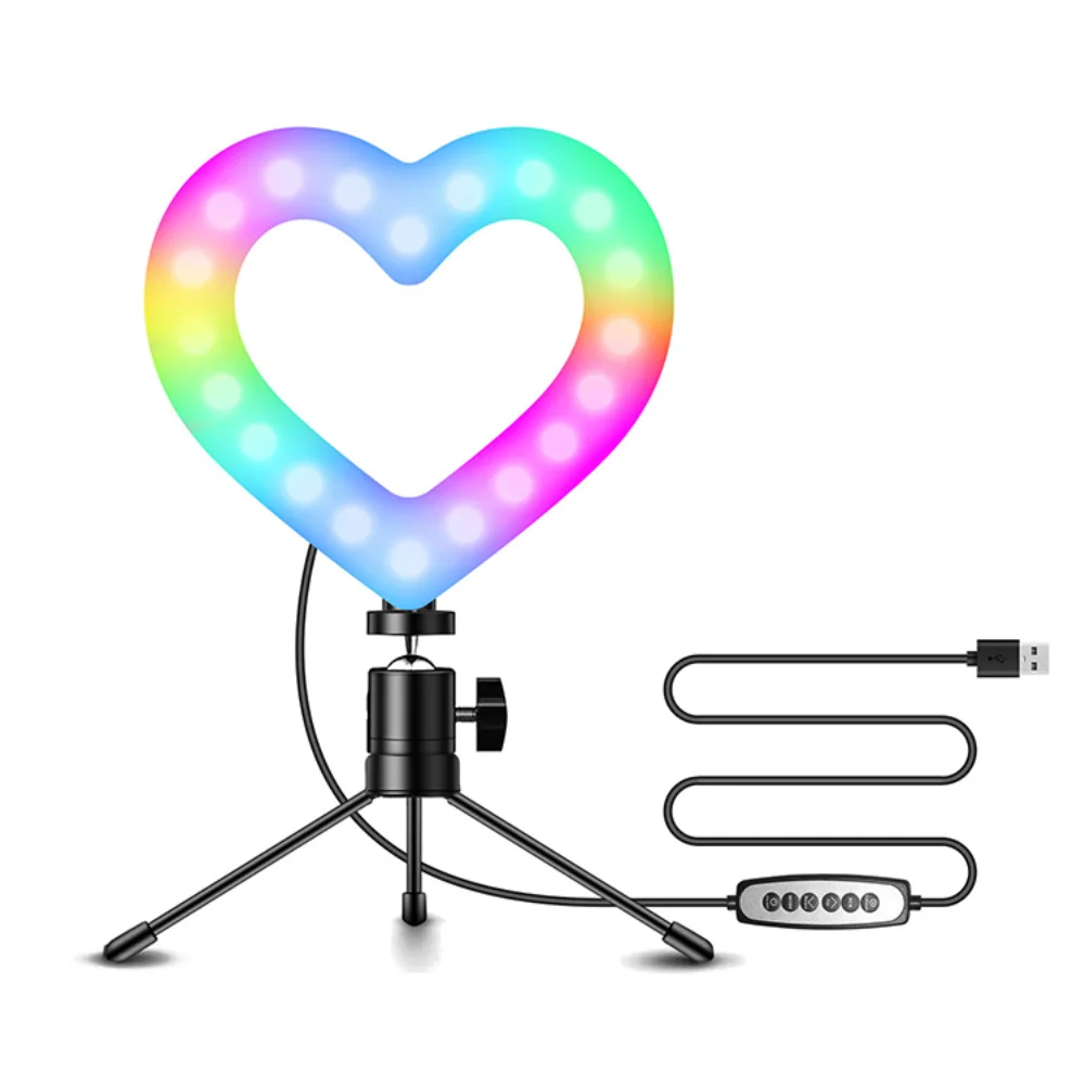 6 Inch RGB Ring Light Heart Shaped Dimmable LED Video Fill Lights with ...