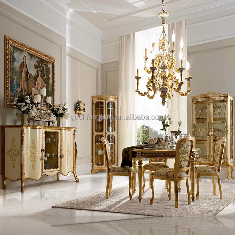 Rococo Round Carved Wood Dining Table - Luxury & Antiquity