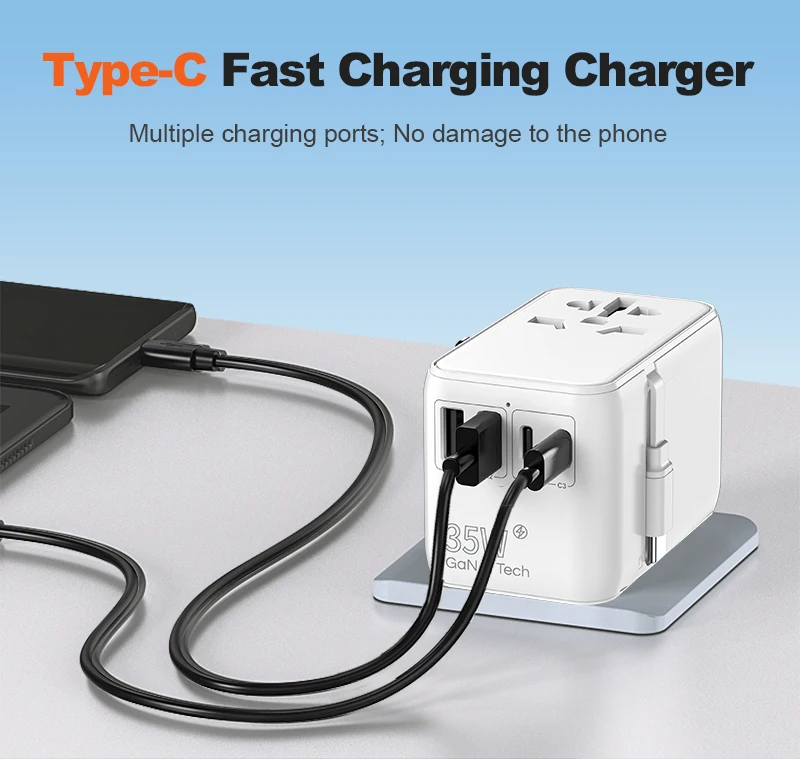 Worldplug All-in-One 35W Fast Charge International Power Adapter ...