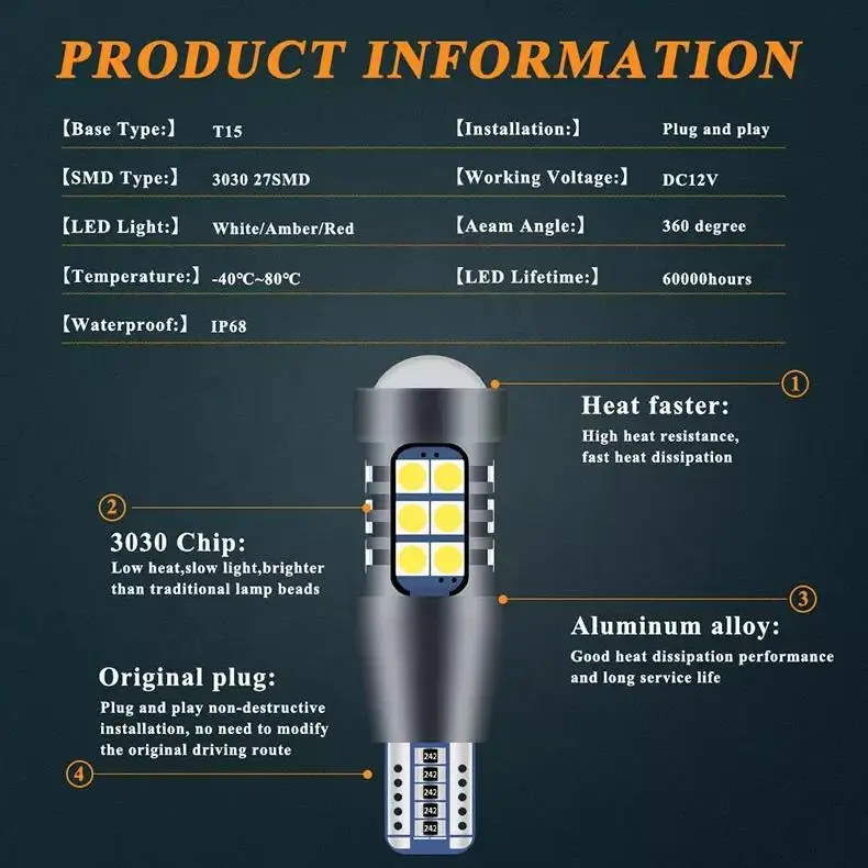 Universal New Bright Auto Led Bulb Car Bulb 27smd 3030 For Car 12v ...