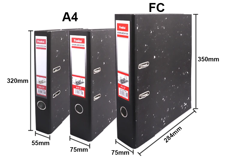 Foska Black Marble Paper A4 FC Size School Use Large Capacity Two-Hole ...