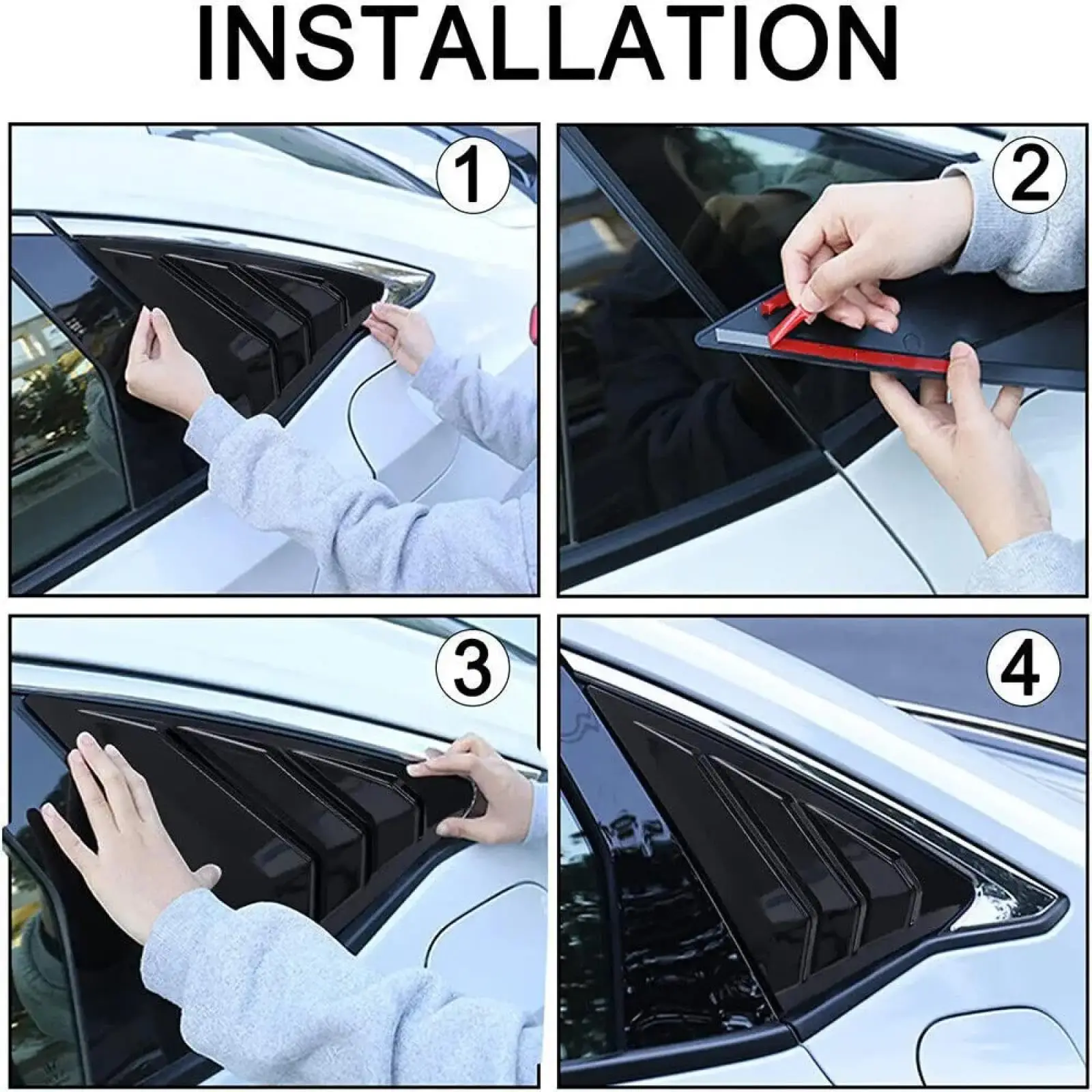 Louver Boards Shutter Carbon Fiber Rear Side Window Cover Trim for Ford ...