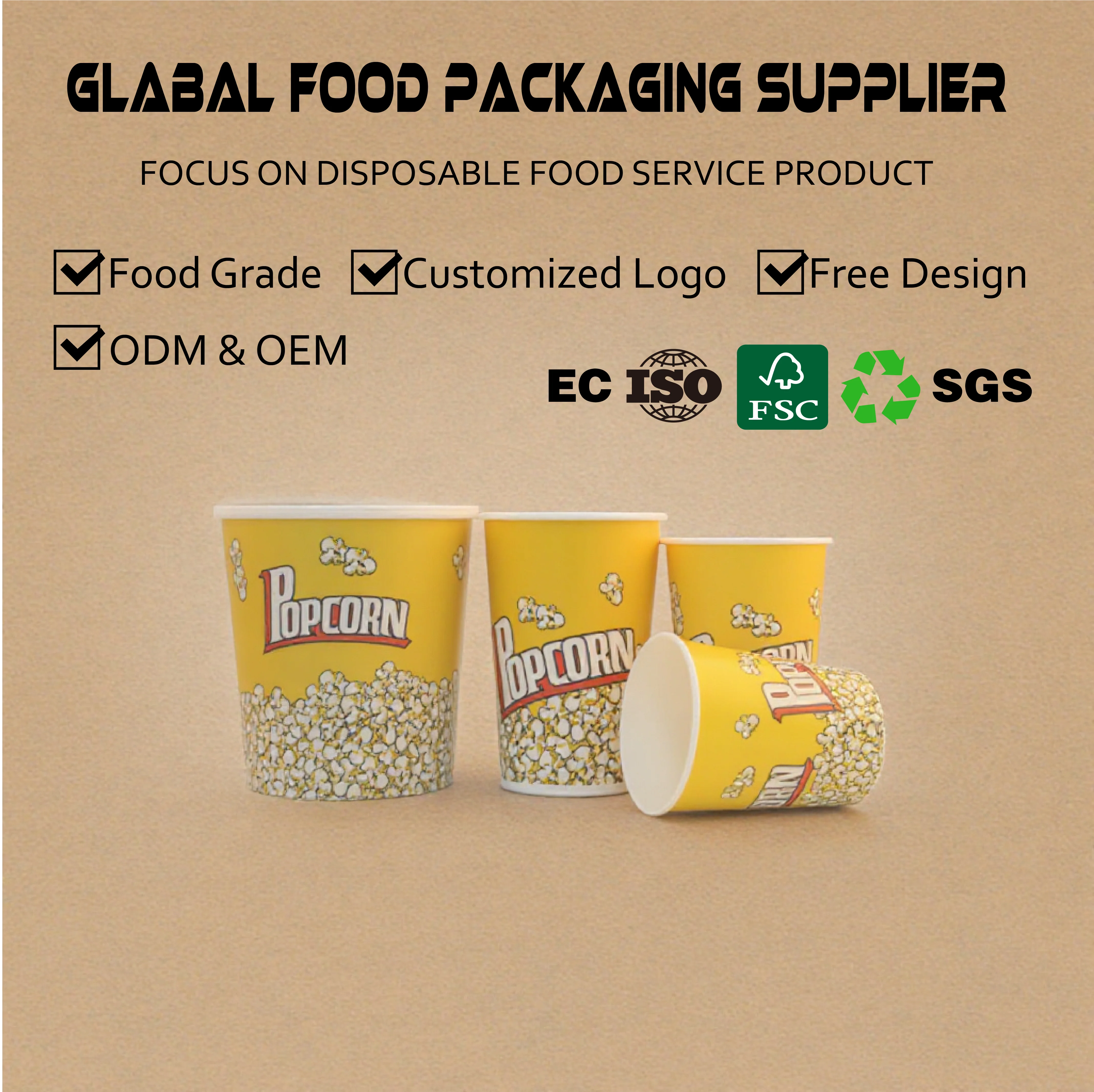 Wholesale Customizable Fried Chicken Popcorn Bucket Food Grade Single ...