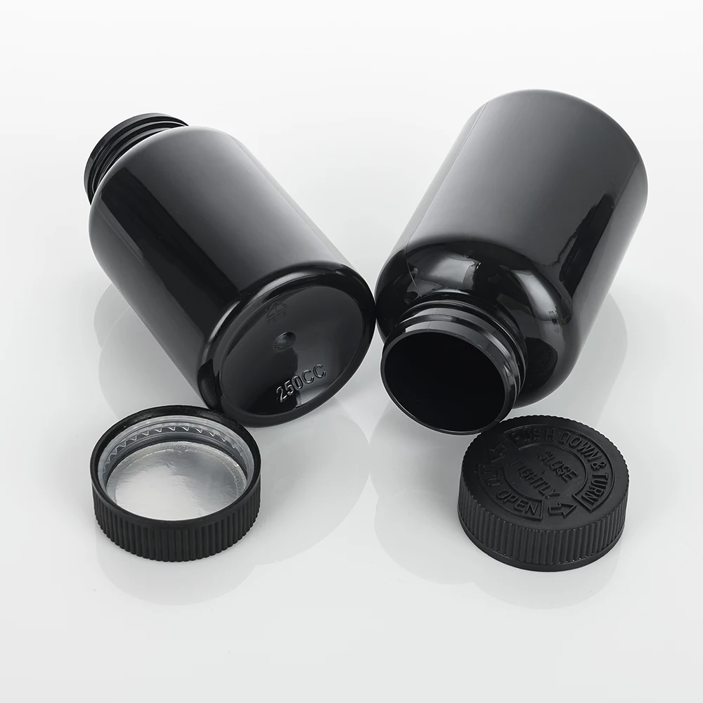 Bpa Free Factory Food Grade 300cc Pet Black Empty Candy Jar Pill Medicine Plastic Capsule ...
