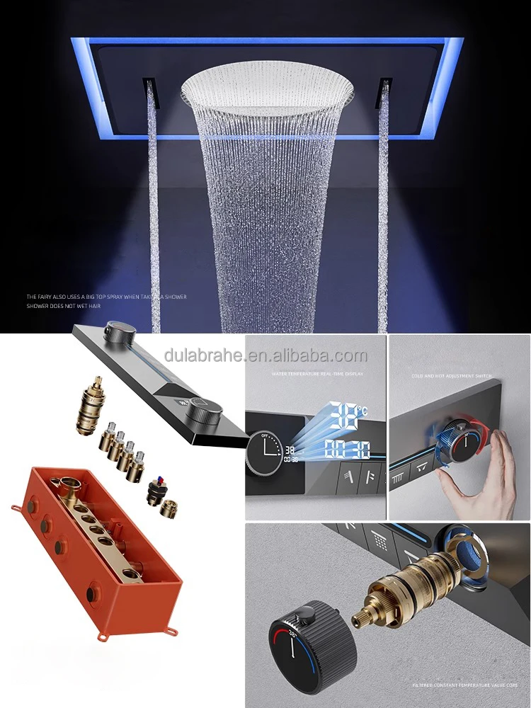 Ceiling Embedded 600*800mm Led Shower Head with Digital Display Rain ...