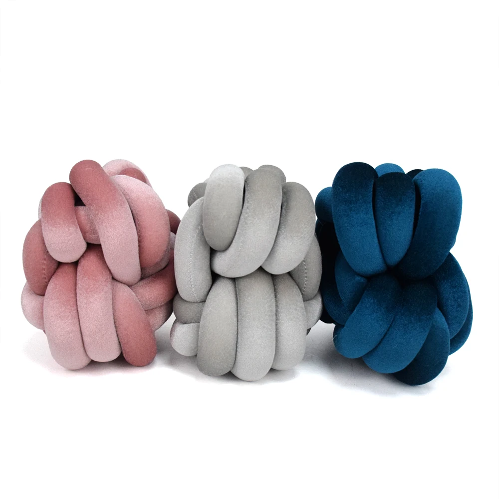 New Color Wholesale Stuffed Handmade Throw Pillow Pink Grey Plush Ball ...