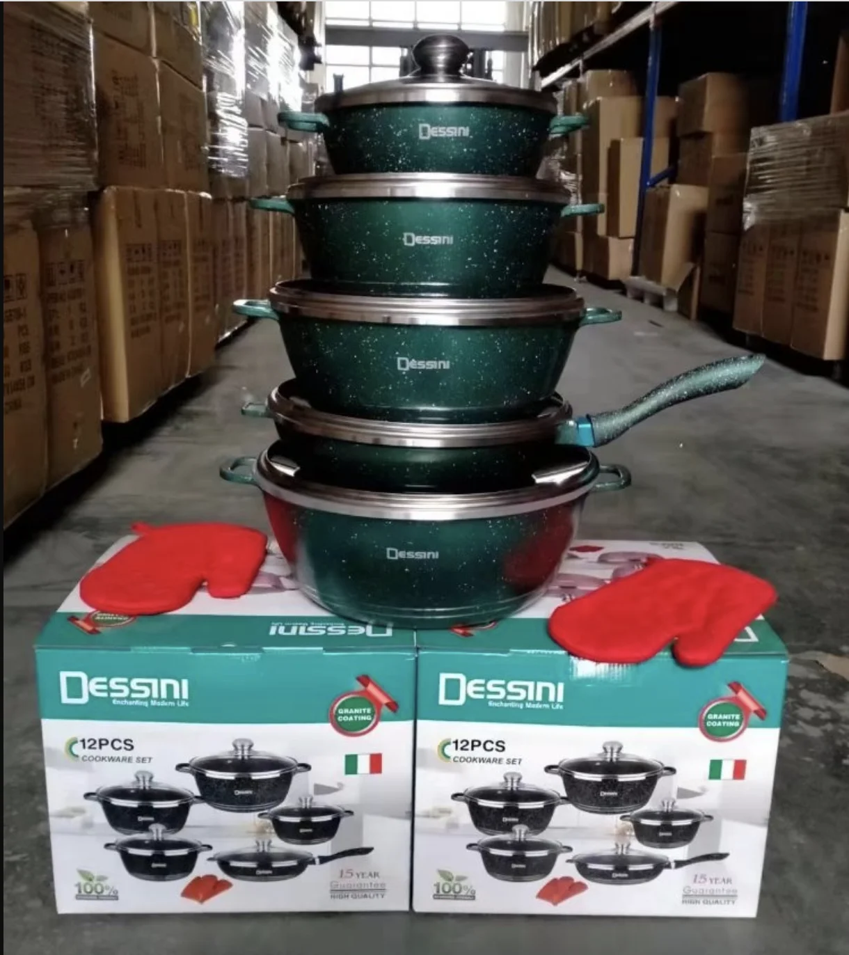 Dessini Cooking Pots And Pans Cooker Sets Nonstick Coating Glass Lid ...