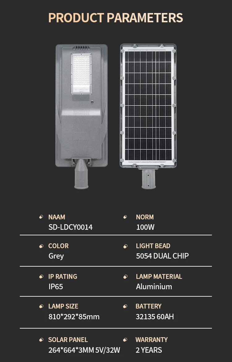 Aluminum Integrated Waterproof Ip65 60AH Streetlight Outdoor Induction ...