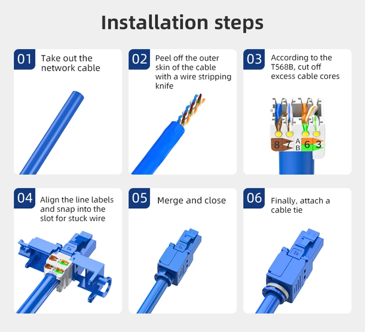 Field Installations 8 Pin Through Cat5e Cat6 Cat6a Rj45 Cat6a Connector ...