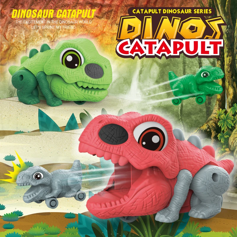 Funny Gift Catapult Baby Cars Mini Cartoon Animal Dino Toy Ejection ...