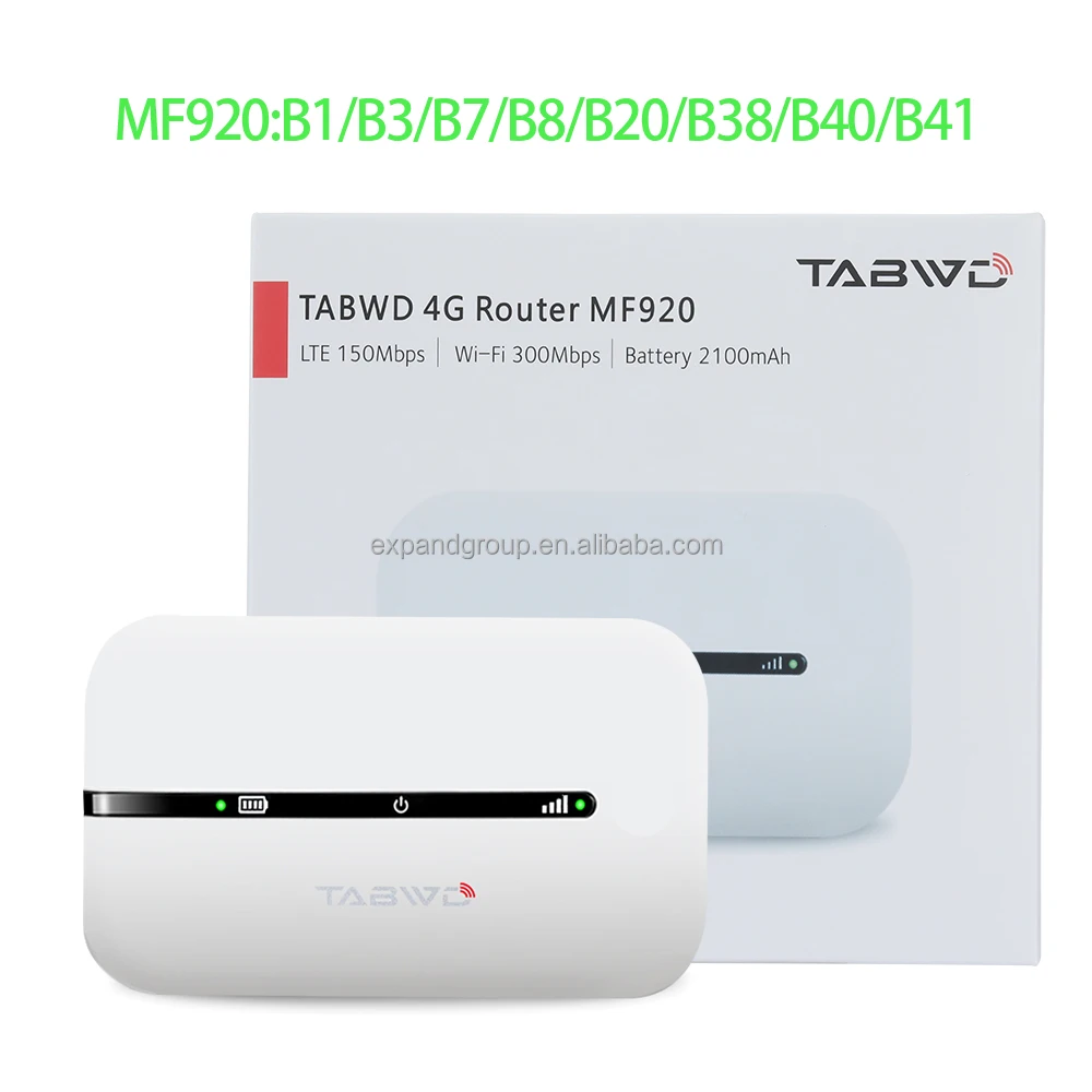 TABWD 4G Router MF920 - LTE Mobile Wifi Hotspot B1/3/5/7/8/20/38/40/41