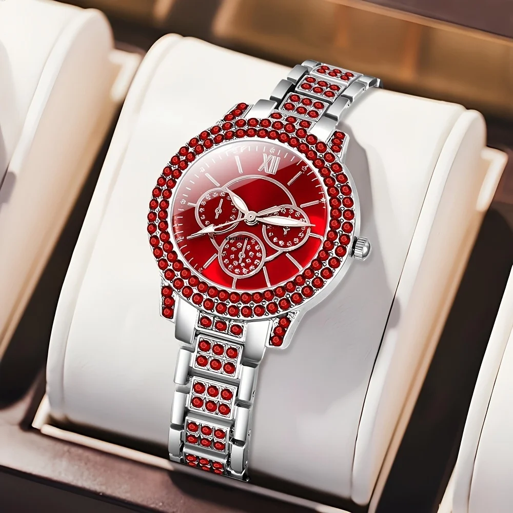 Factory Direct Luxury Ladies Quartz Watch Set New Full Diamond Round ...