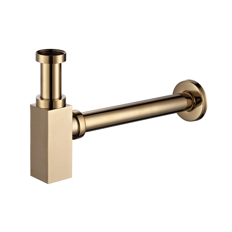 Brass Square Siphon Black P-TRAP for Bathroom Vanities