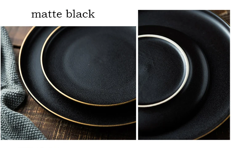 10 Inch Matte Black Restaurant Dishes Plate Nordic Ceramic Dinner ...