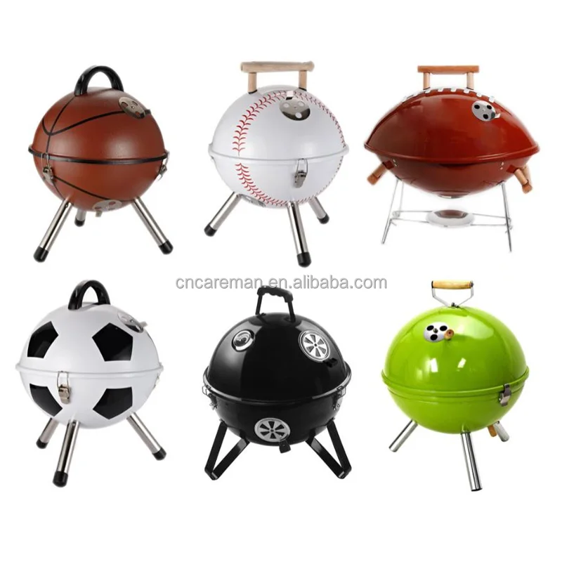 14" Soccer Ball Shaped Charcoal Barbecue Grill, Football Shaped BBQ ...