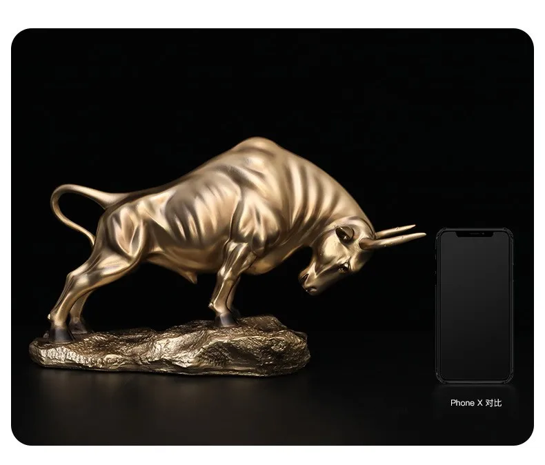 Home Indoor Decoration Desk Decor Animal Ornament Sculpture Gold Cattle ...