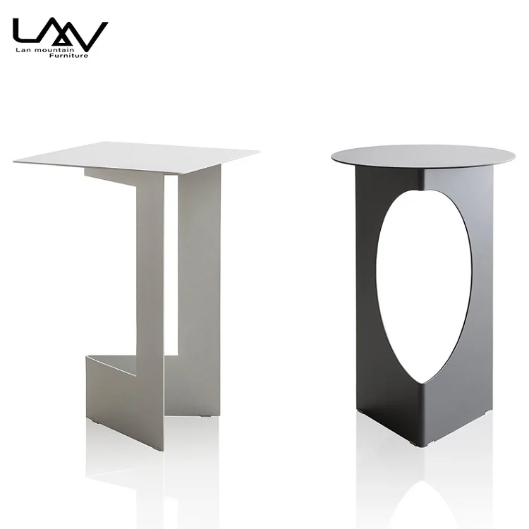 Creative Design Metal Round Side Table Living Room Bedroom Simple Black ...