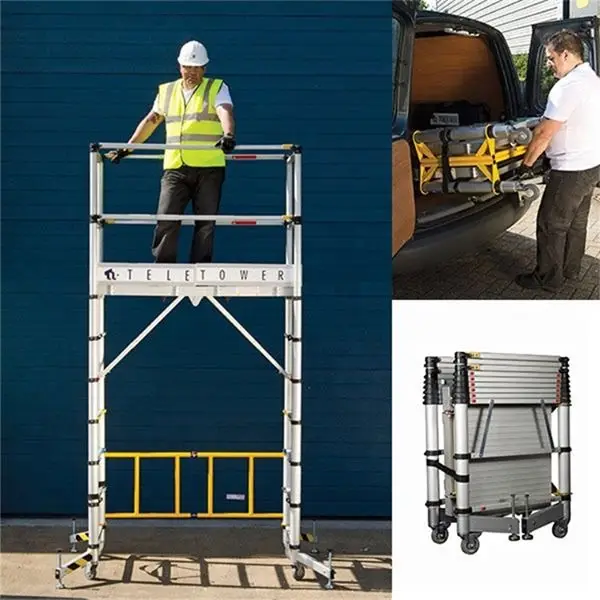 Mobile Aluminium Telescopic Scaffolding Ladder with Wheels