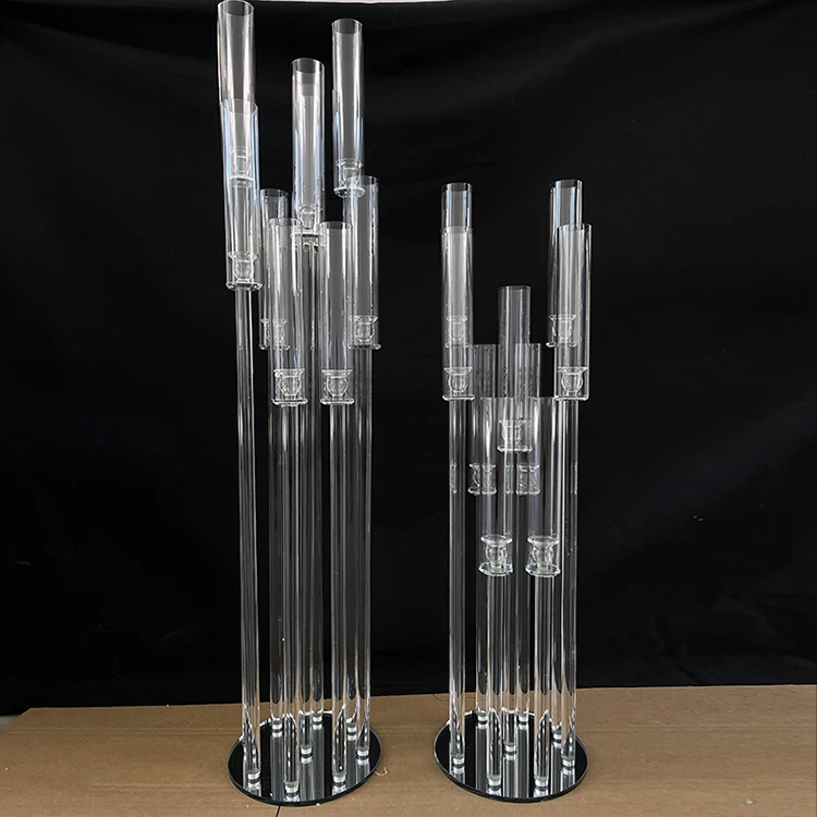 9 Arms Clear Crystal Candelabra Centerpieces For Wedding & Events Odm