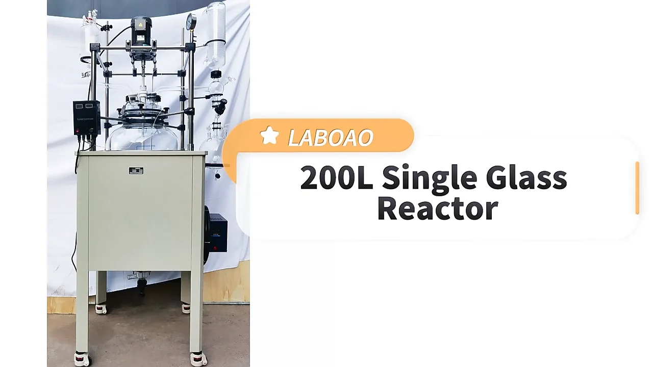Laboao 200l Singer Layer Glass Reactor With High Speed Agitator For ...