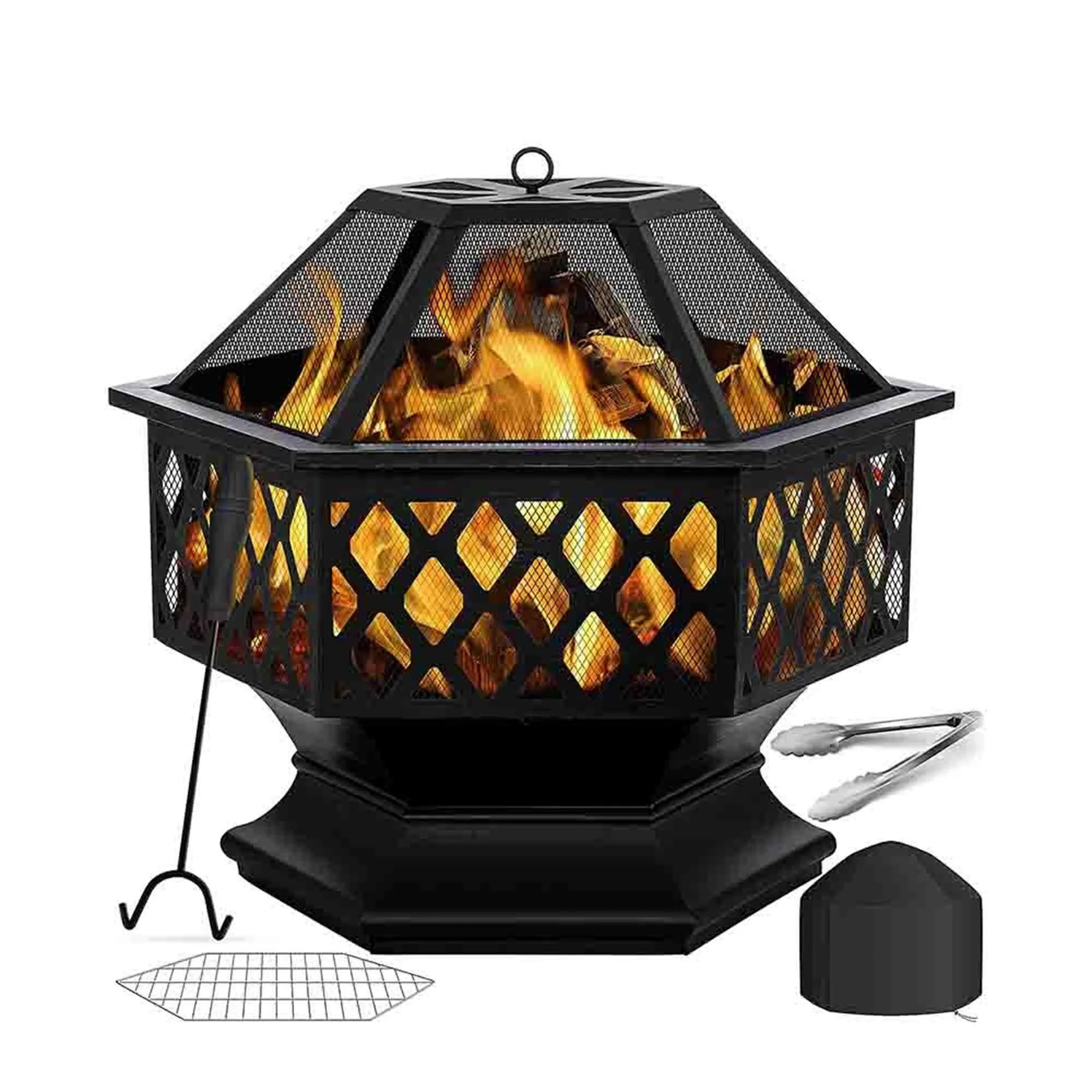 Hex-shaped Heavy Duty Steel Campfire Firepit Garden Outdoor Fire Pit ...