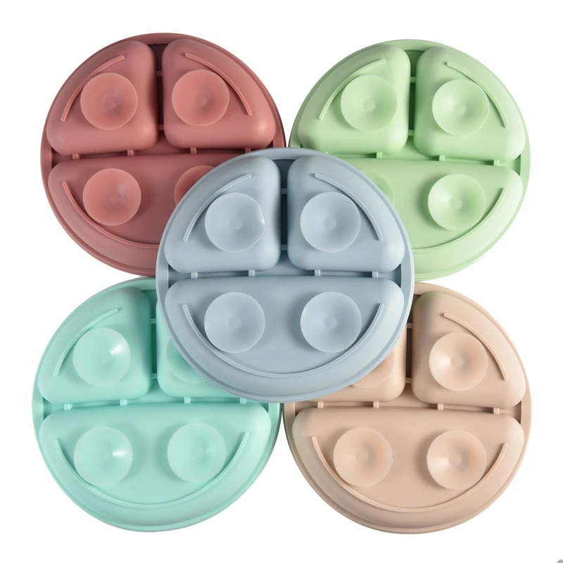 Cartoon-design Suction Baby Silicone Feeding Plates Sets With Lid For ...