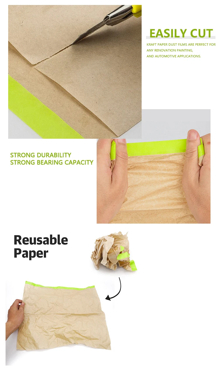 Anti Hot-sale Pre-taped Kraft Paper for Car Painting Automotive Kraft ...